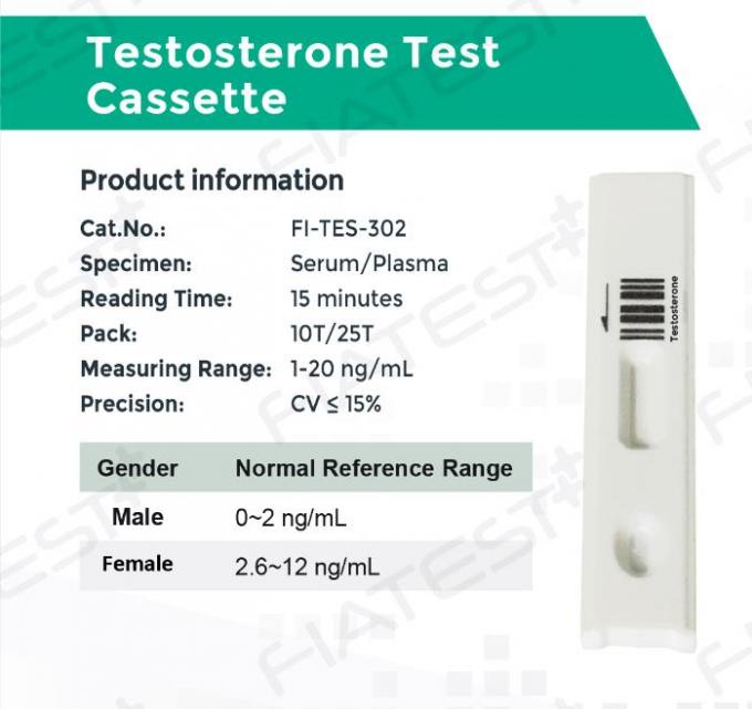 Testosterone 20 Ng/ML Rapid Test Cassette Serum Specimen ISO13485